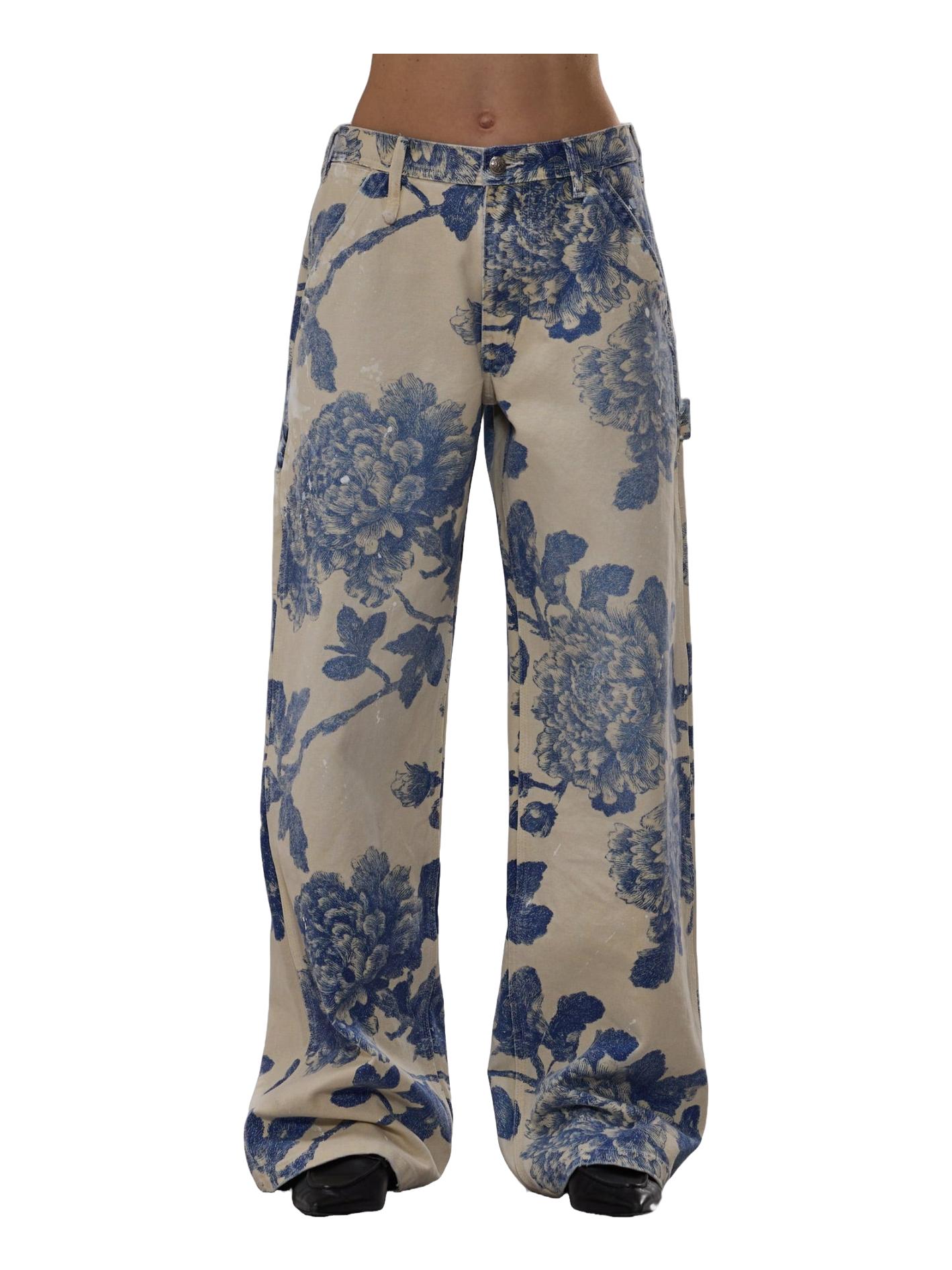 R13 R13 Belt-Loop Floral-Print Jeans